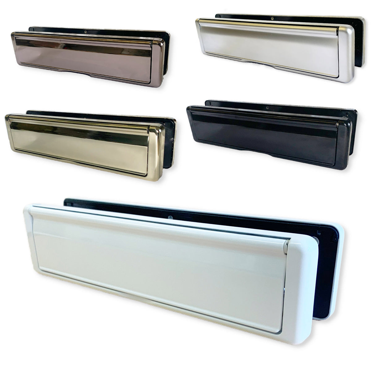 Fab Fix Nu Mail Heavy Duty 12" Inch Sprung Letter Box Plate UPVC Woode ...